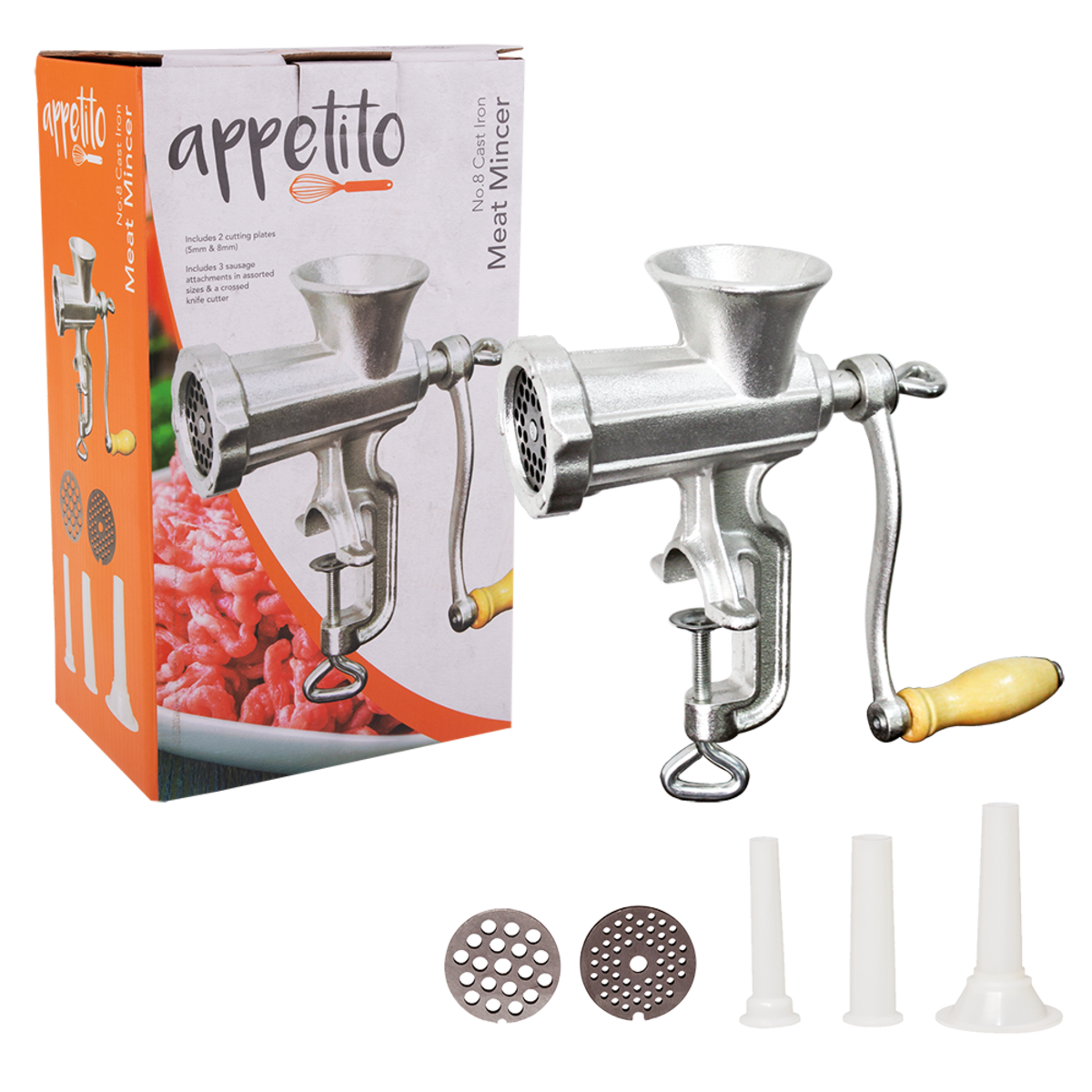 Appetito Cast Iron Meat Mincer NO. 8 – STEEL & GLASS