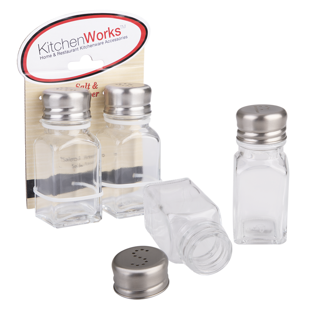 Kitchenworks - Square Glass Café Salt & Pepper Shakers – STEEL & GLASS