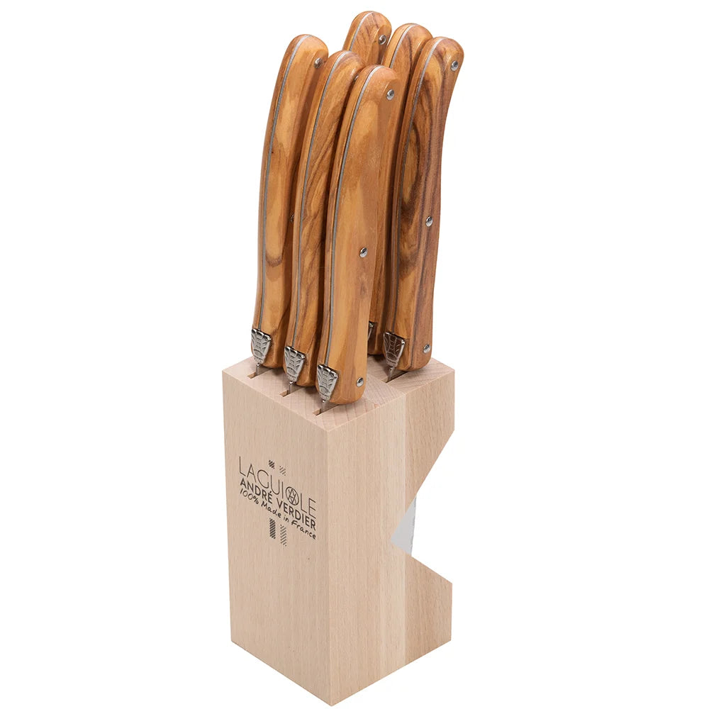 ANDRE VERDIER - DEBUTANT SERRATED KNIFE SET/6 - STAINLESS STEEL/OLIVE ...