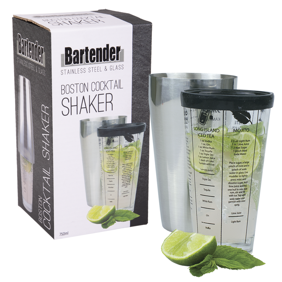 BARTENDER - Boston Shaker 750ml – STEEL & GLASS