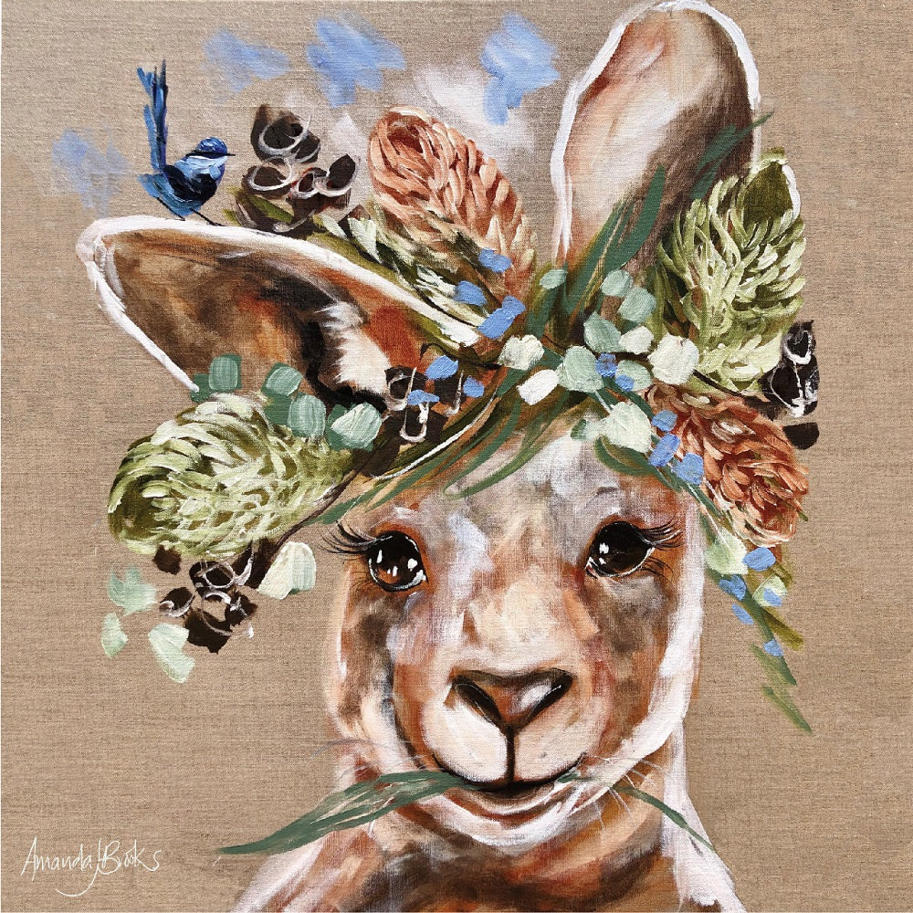 Lilli Rock 'Kangaroo and Wren'' Single Coaster from Australiana Collec ...
